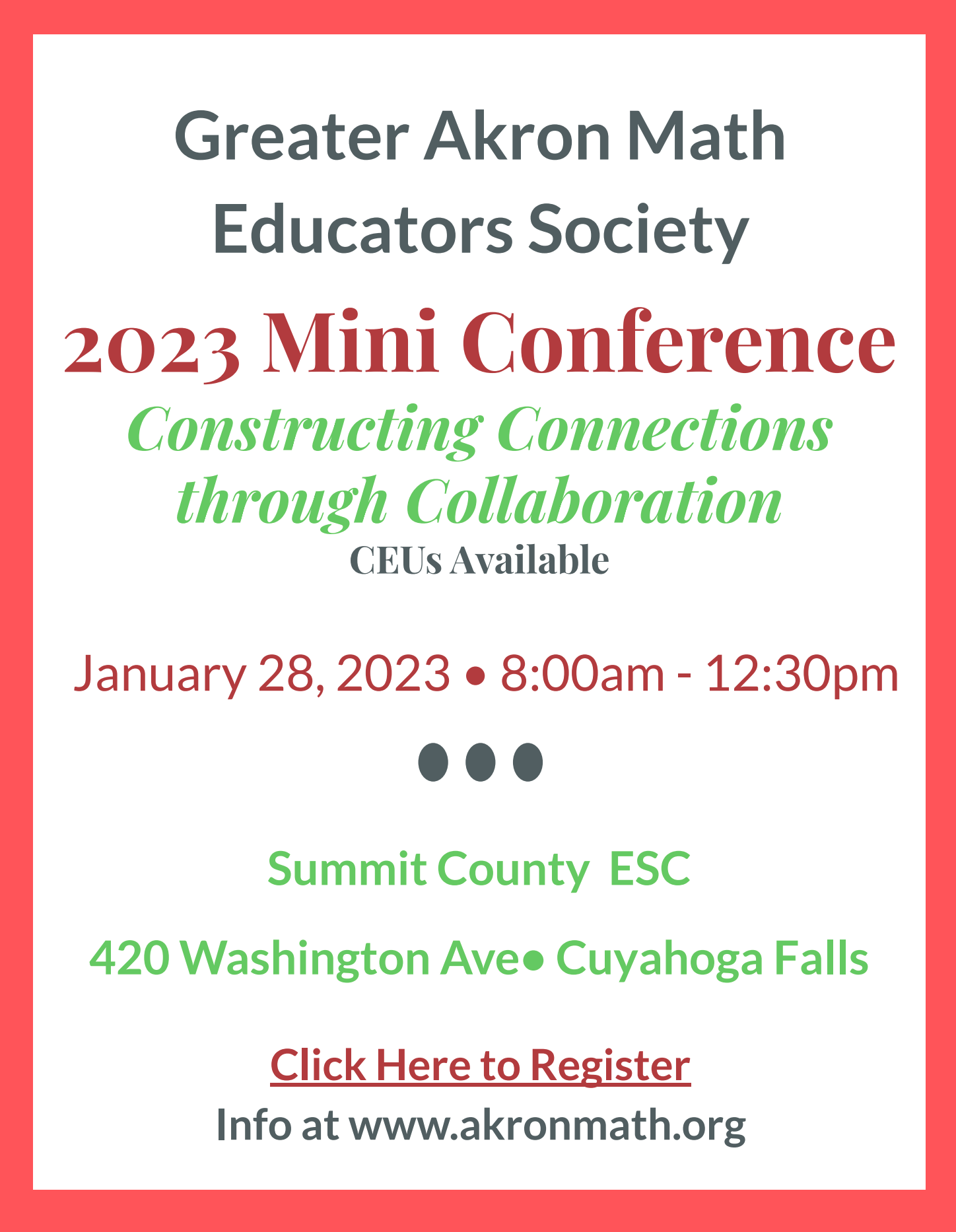 GAMES Mini-Conference 2023 – Akron Math